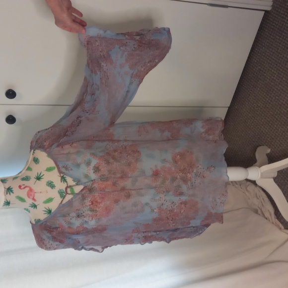 Sussan | Tops | Sussan Sheer Top With Long Ruffle Sleeves 2 | Poshmark